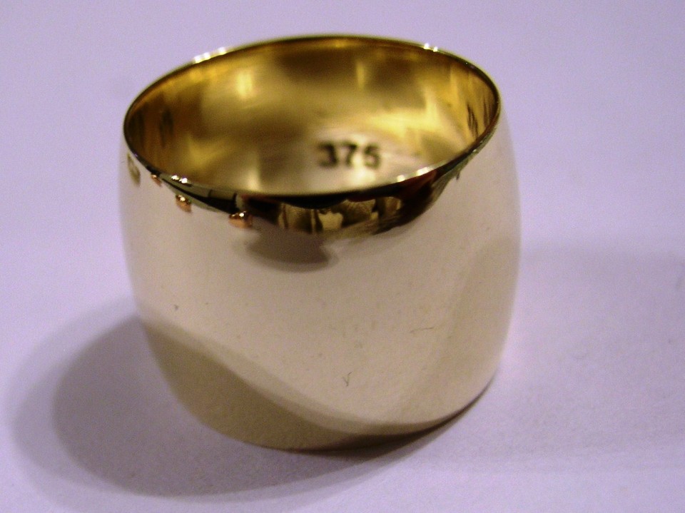 Genuine 9ct 9kt Yellow Gold Full Solid 16mm Wide Band Ring Size R | eBay