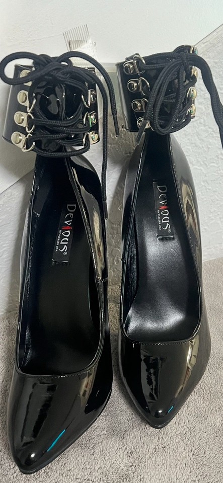 Sexy Black Ankle Strap 6" Stilettos High Heels Pumps Shoes DEVIOUS DOM434 SZ8 | eBay