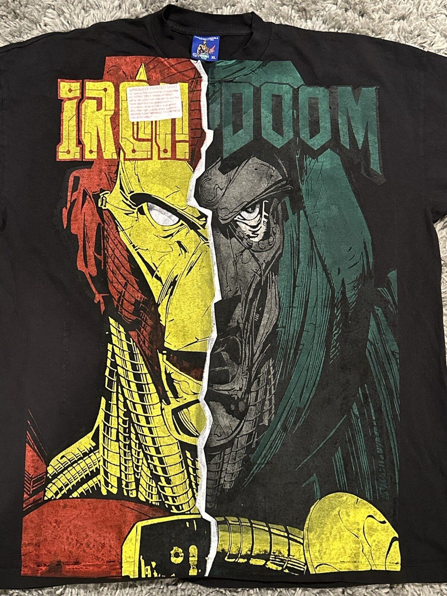 Vintage X Rush Doctor Doom Ironman Rare Black size XL AOP Vintage X Rush Doctor Doom Ironman Rare Black size XL AOP