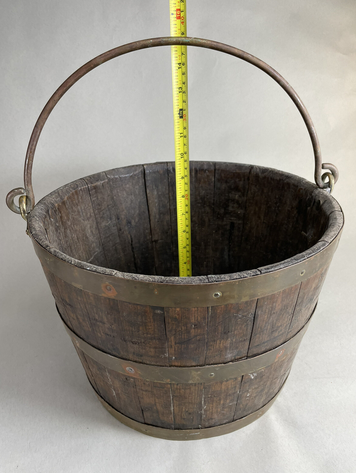 RUSTIC WOODEN & COPPER CAULDRON BUCKET POT URN | eBay