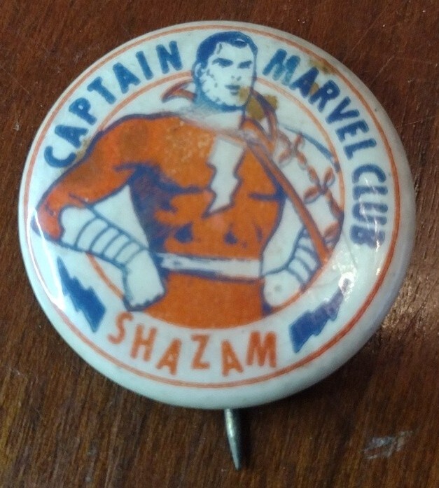Vtg Captain Marvel Club Pin Shazam Pinback Badge 1940s Rare comic ...