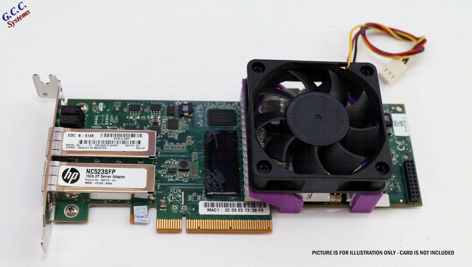 Network Card Cooler Mount Bracket Clip Adaptor 4 HP NC523SFP & 60mm ...