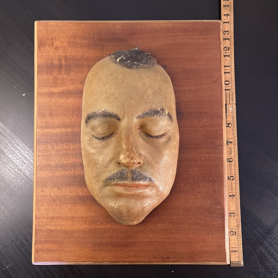 Unique Vintage Oddities Painted Wax Death Mask Mounted For Hanging ...