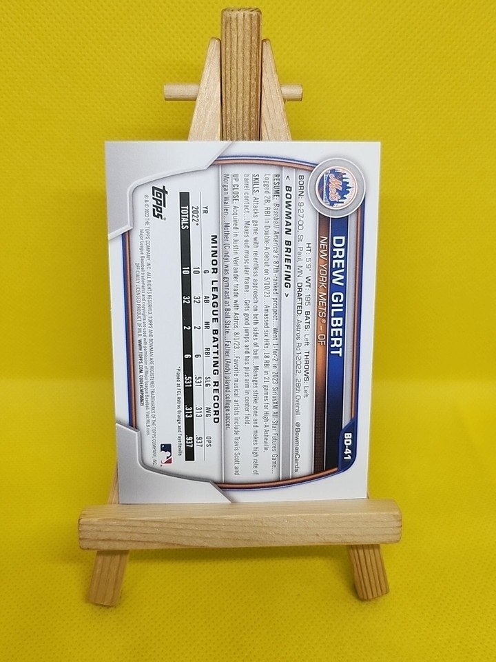 Drew Gilbert 2023 Bowman Draft Base Paper New York Mets #BDC-41 | eBay