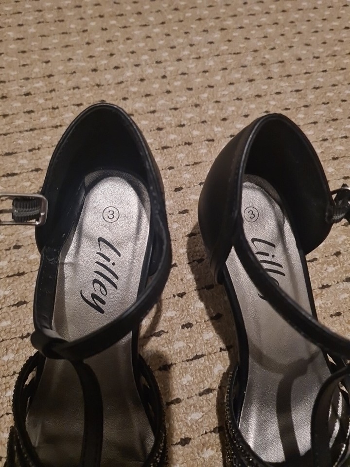 Lilley Womens Shoes Black Adults Ladies Court Heels Buckle Violet SIZE ...