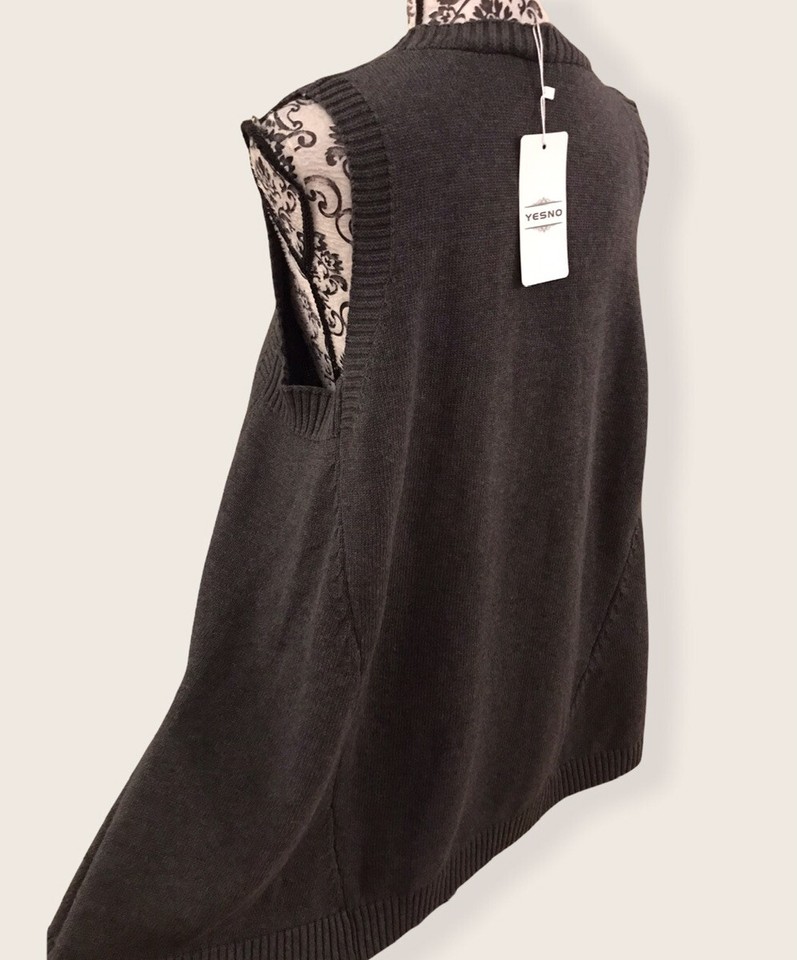 YESNO Women Loose Swing Chunky Cotton Sweater Vests Oversized Top Large ...