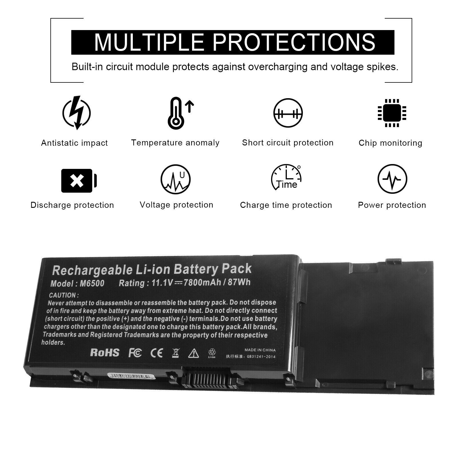 8M039 Battery for Dell Precision M2400 M4400 M6400 M6500 C565C 03M190 9 ...