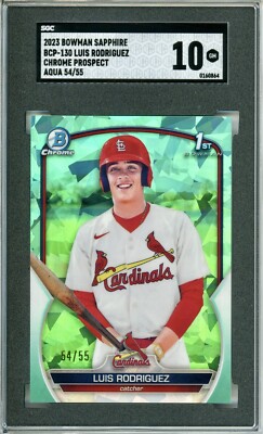 2023 Bowman Chrome Sapphire Luis Rodriguez 1st Aqua /55 SGC 10 ...