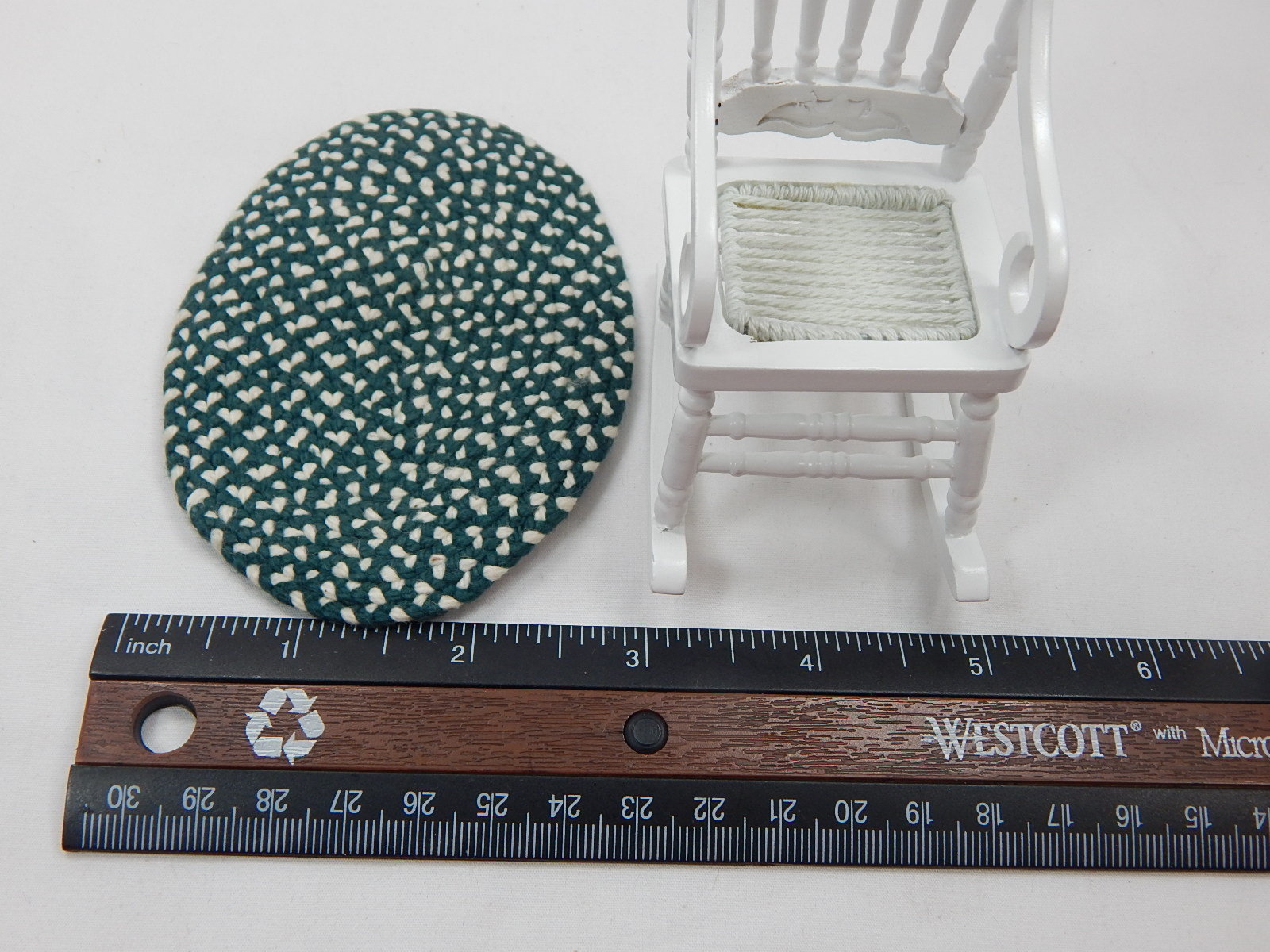 1:12 Scale Dollhouse Miniature Small Rocker Rocking White Chair With ...