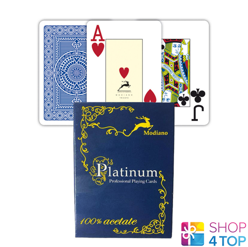 RAMINO ACETATO 2 JUMBO INDEX BLUE PLAYING CARDS DECK PLASTIC MODIANO ...