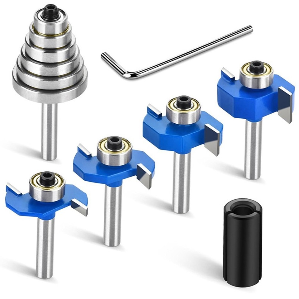 Customizable Cuts with 7PCS T Type Rabbet Router Bit Set and Bearing ...
