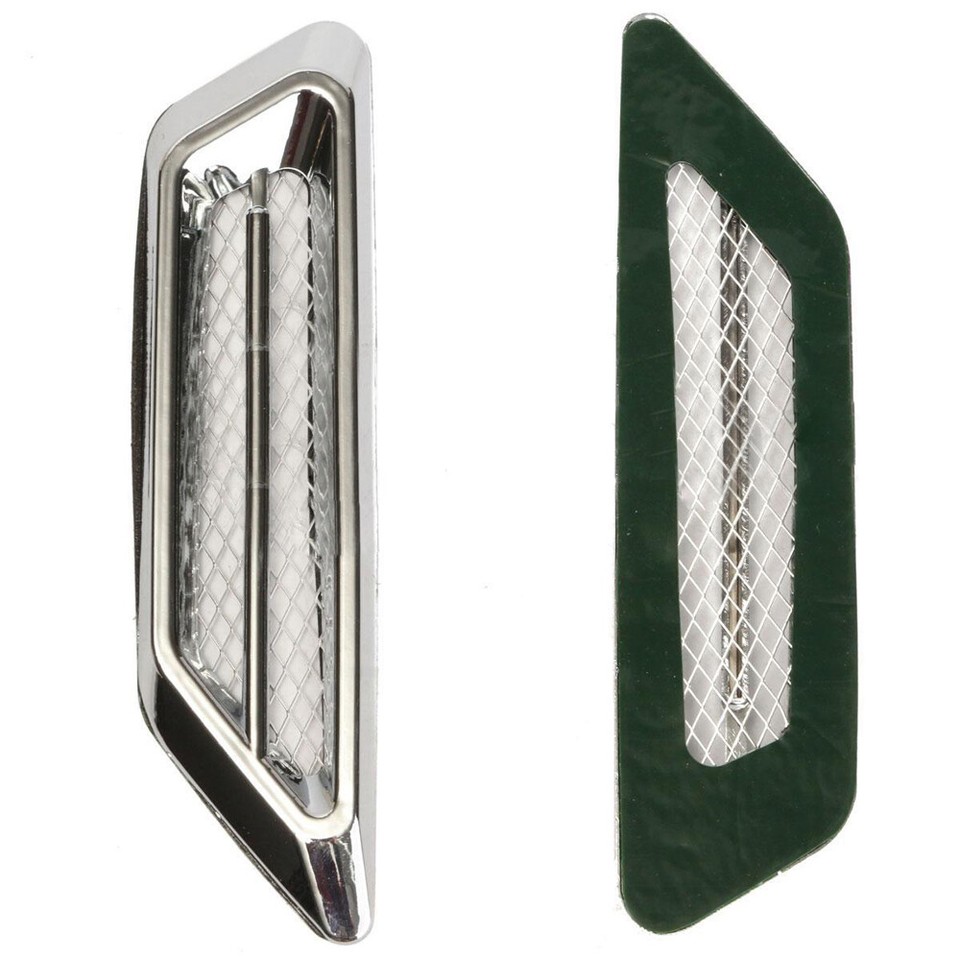 Universal 2PCS Chrome Car Air Flow Fender Side Vent Decor Sticker ...