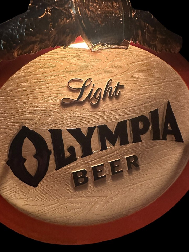 Vintage Olympia Light Beer Neon Lighted Illuminated Sign 9x9 Display ...