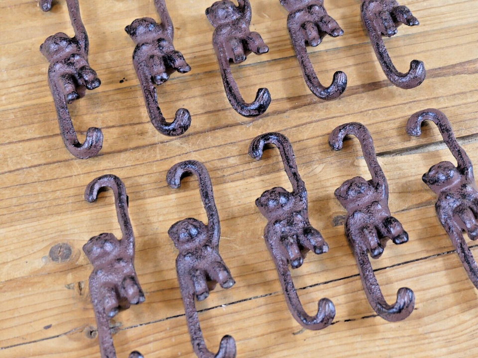 10 MONKEY HOOKS PLANT CAST IRON SMALL HOOK HANGER KETTLE HOOK VINTAGE ...