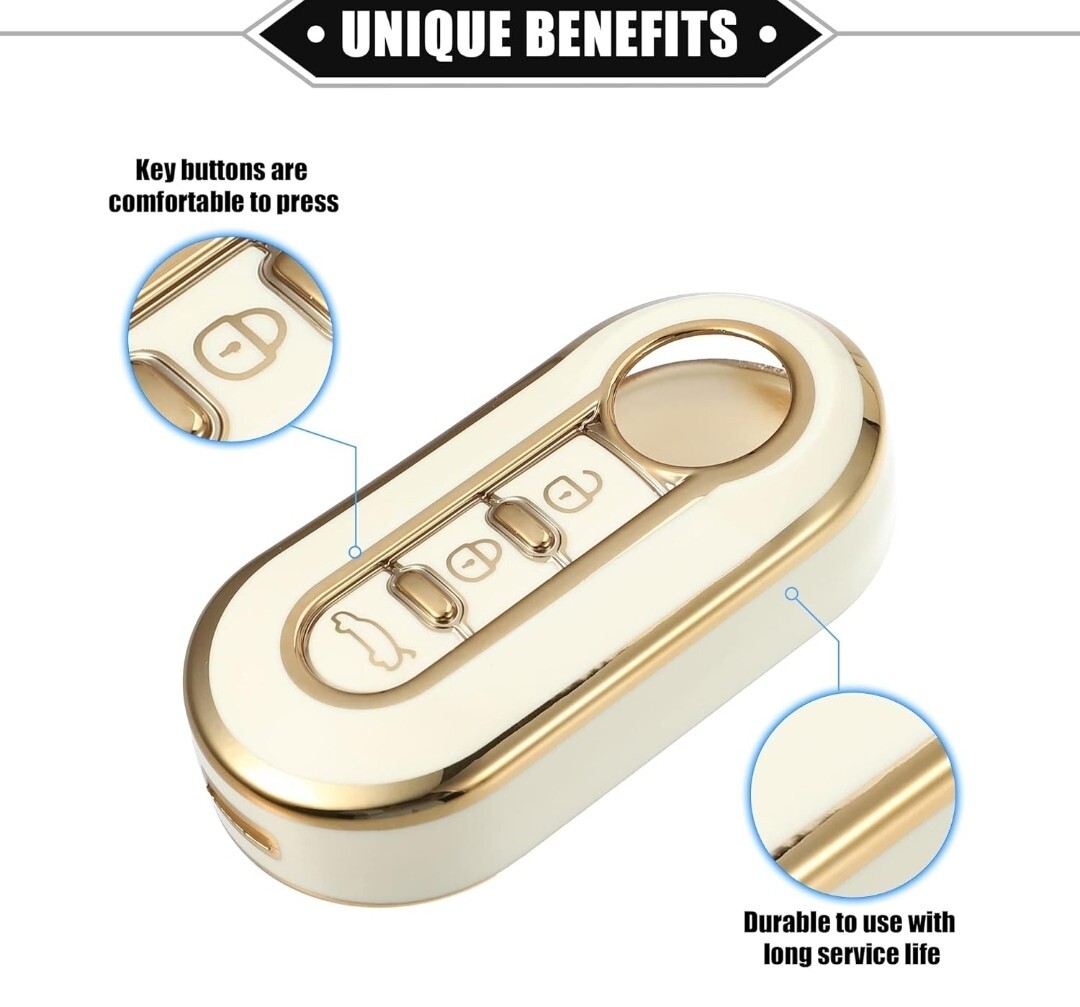 Car Smart Key Fob Case Kit Compatible for Fiat 500 with Key Chain | eBay