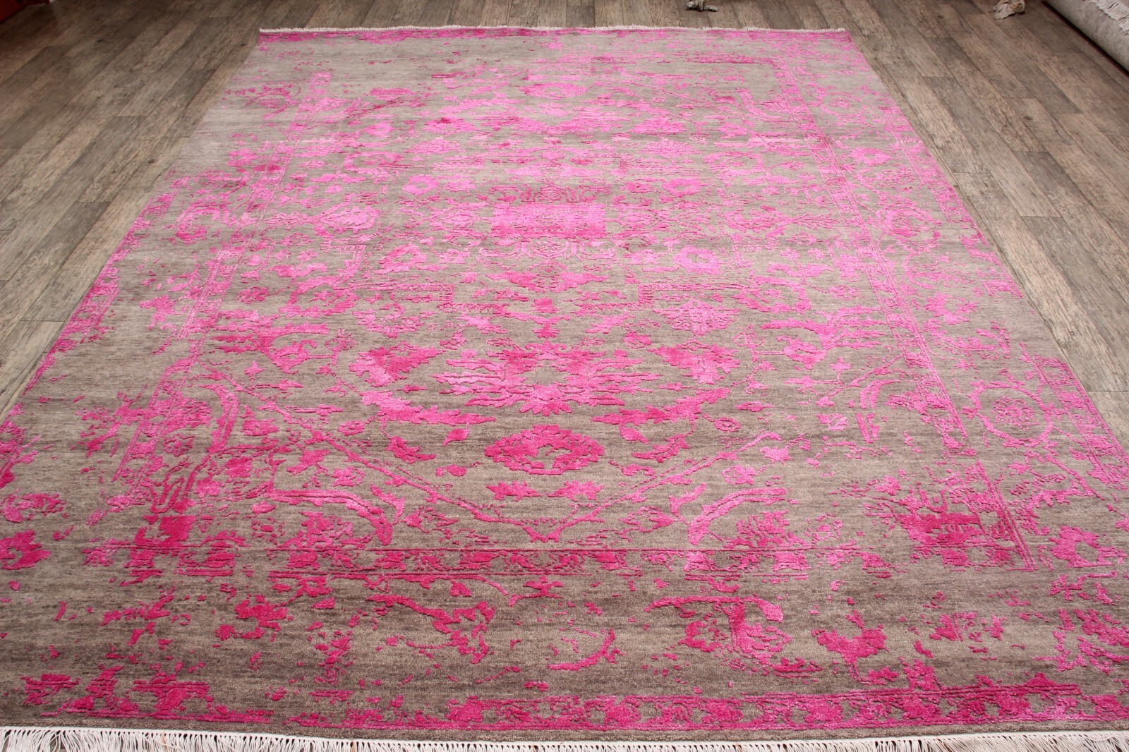 Fuchsia Pink 8x10 Wool & Silk Area rug 240x300 Cms Textural Carpet | eBay