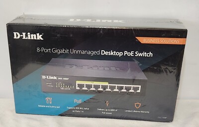 New Sealed - D-Link DGS DGS-1008P 8-Port Unmanaged Gigabit PoE Ethernet ...