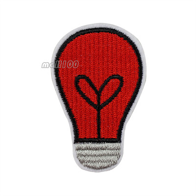 Red Light Bulb Shirt Embroidered Sew Iron on Patch Badge Clothes Sewing ...