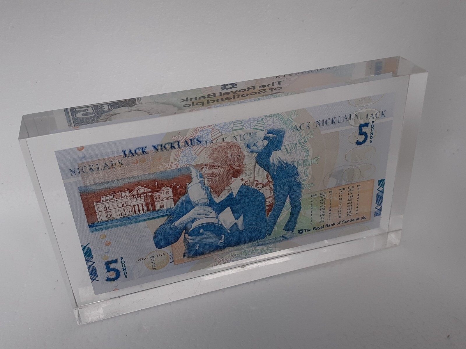 jack nicklaus golf collectable £5 five pound note perspex cased ...