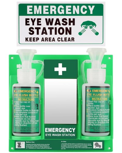 1set Portable Eye Wash Station Wall-Mounted First Aid Eye Wash Kit ...
