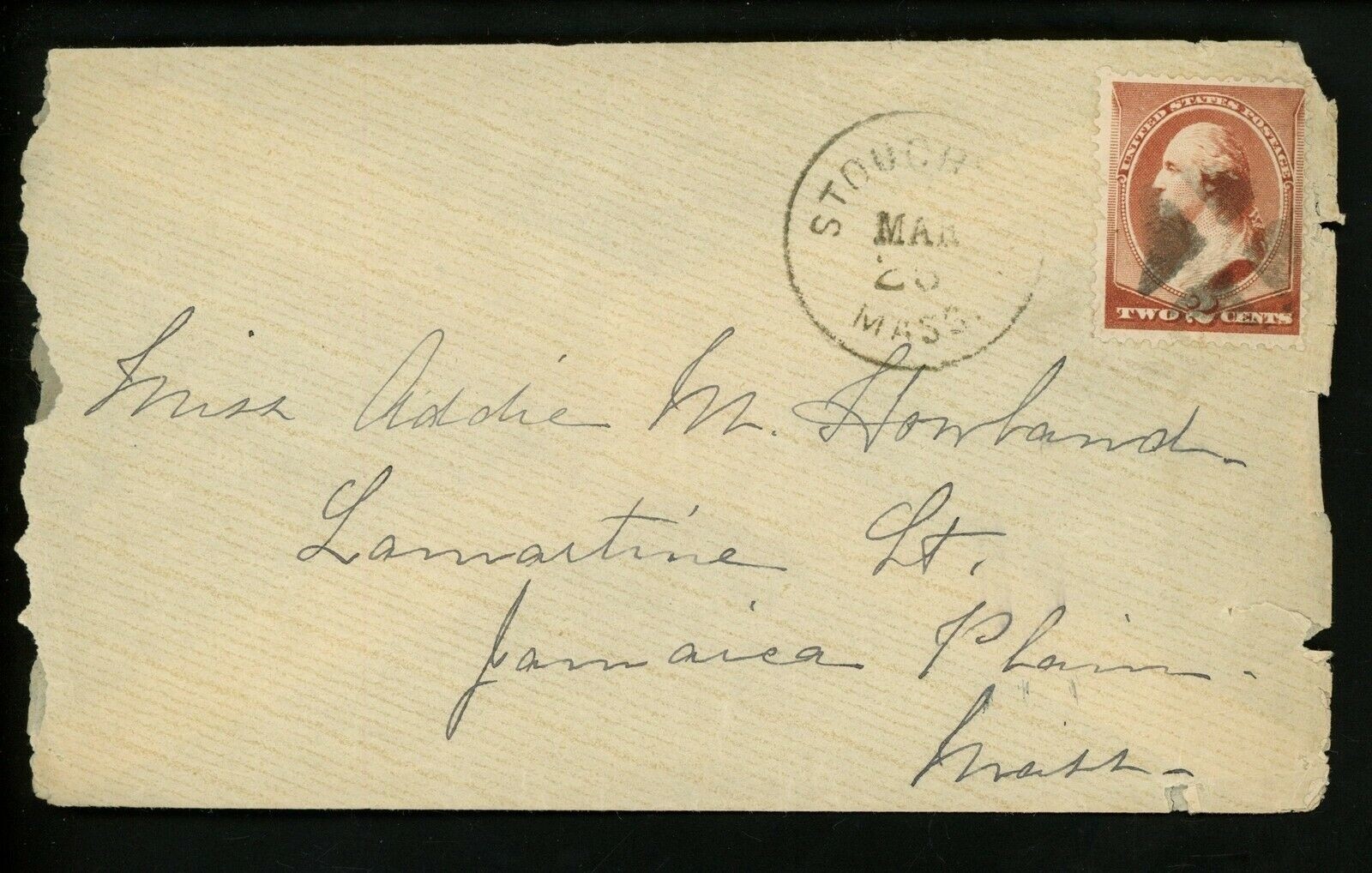 US Postal History #210 Banknote issued 1883 Stoughton MA Jamaica Plains ...