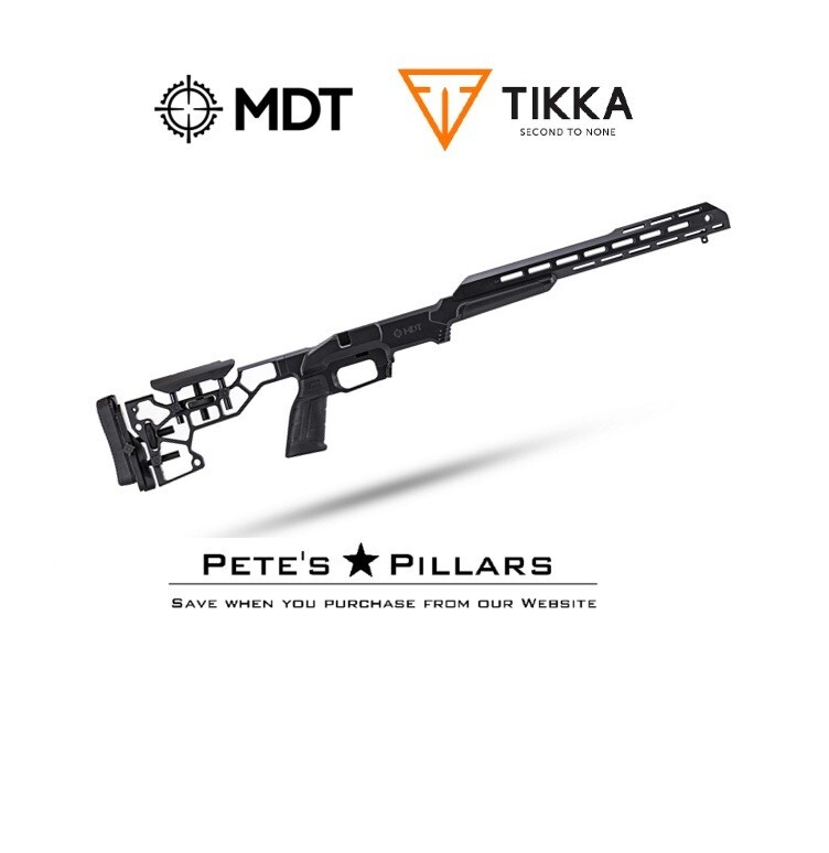 MDT ESS Chassis Rifle Upgraded Stock Tikka T3 T3X LA Black 104623-BLK ...