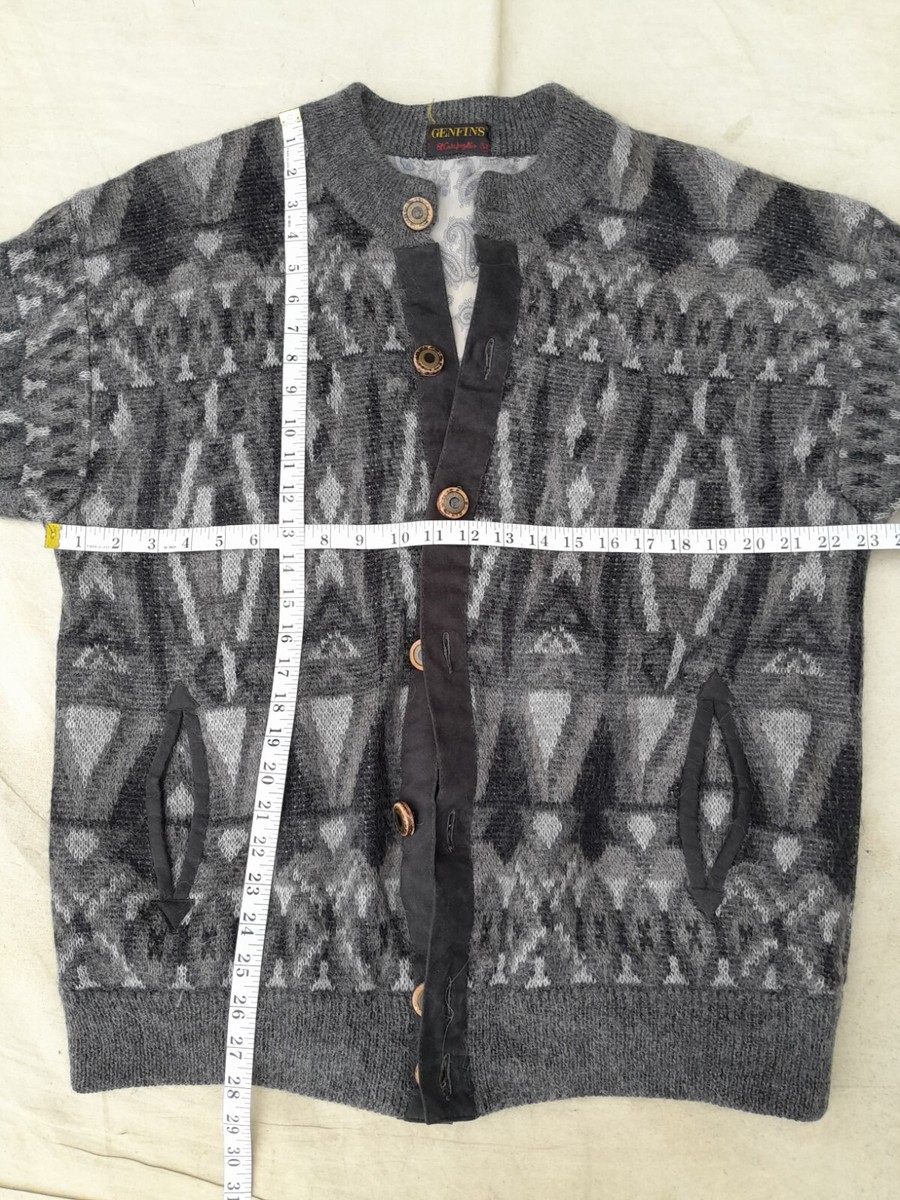 Vintage Genfins Cardigan Men's Extra Large Grey Grandpa Vintage Genfins Cardigan Men's Extra Large Grey Grandpa