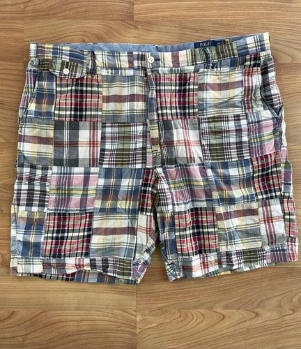 Polo Ralph Lauren Madras Patchwork Shorts Mens Size 44 Classic Fit Plaid Preppy | eBay