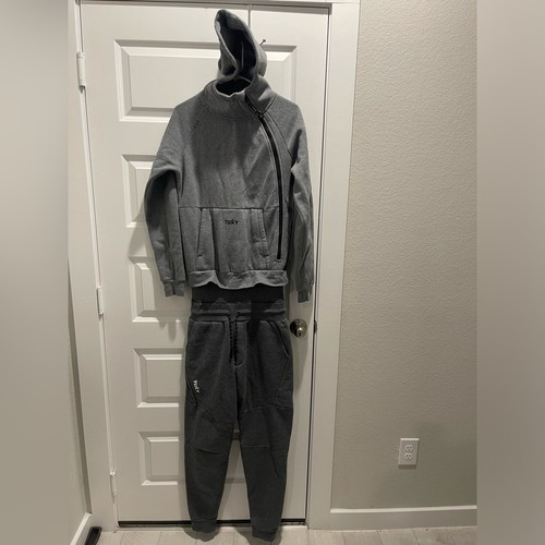 Tuxy Grey One Piece hoodie jumpsuit men Sweat Suit S | eBay
