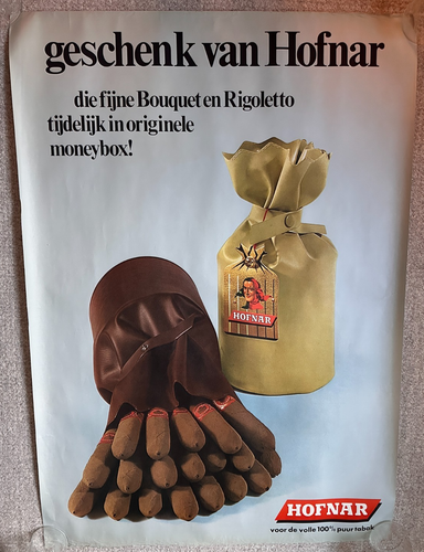 1969 ORIG HOFNAR CIGARS ADVERTISING POSTER MCM DUTCH TOBACCO AMSTERDAM ...