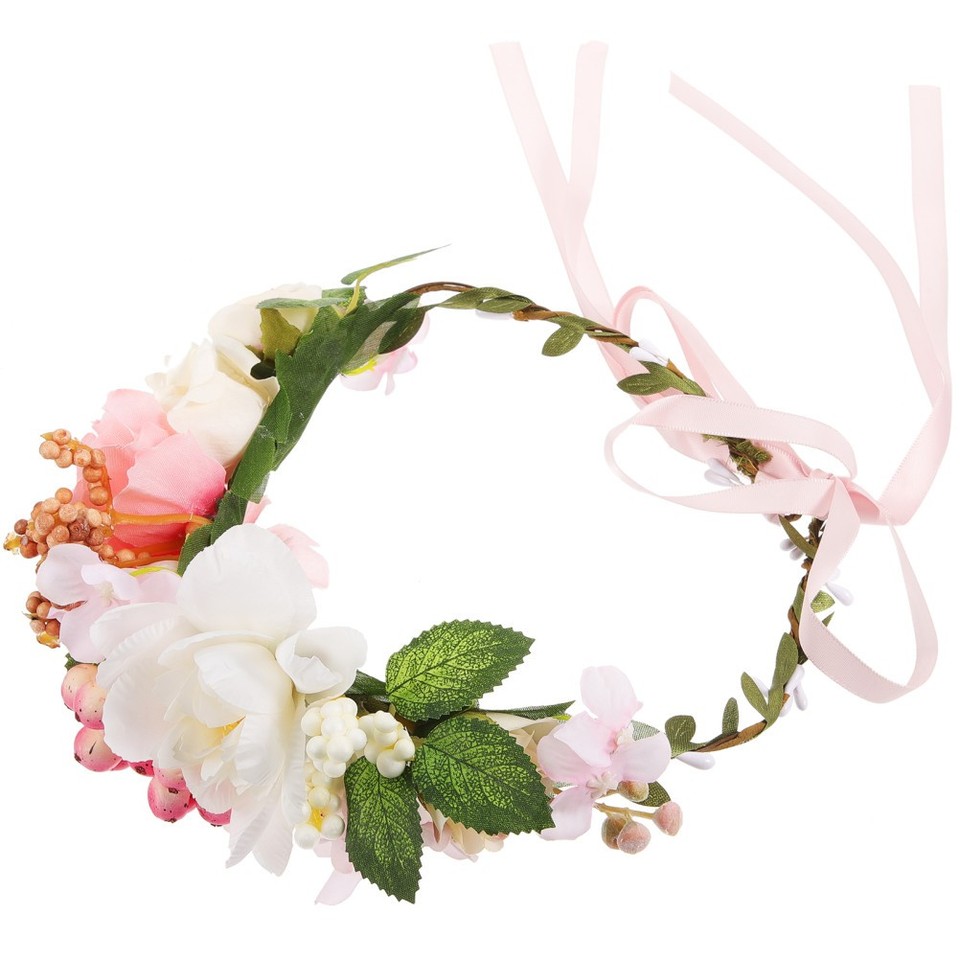 Floral Hair Wreath Bridesmaid Flower Headband Decoration Garland | eBay ...