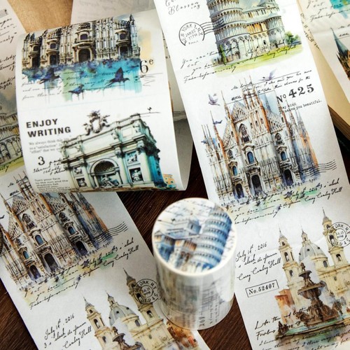 Vintage Buildings Shop Washi Tape Stickers Junk Journal Diary Scrapbook ...