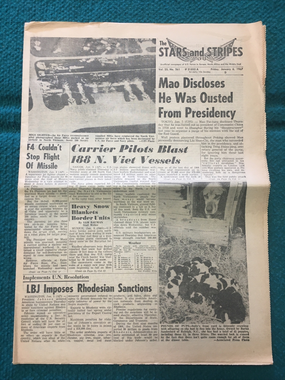 1967 Vietnam War : STARS & STRIPES NEWSPAPER @ Chairman Mao Tse-tung ...