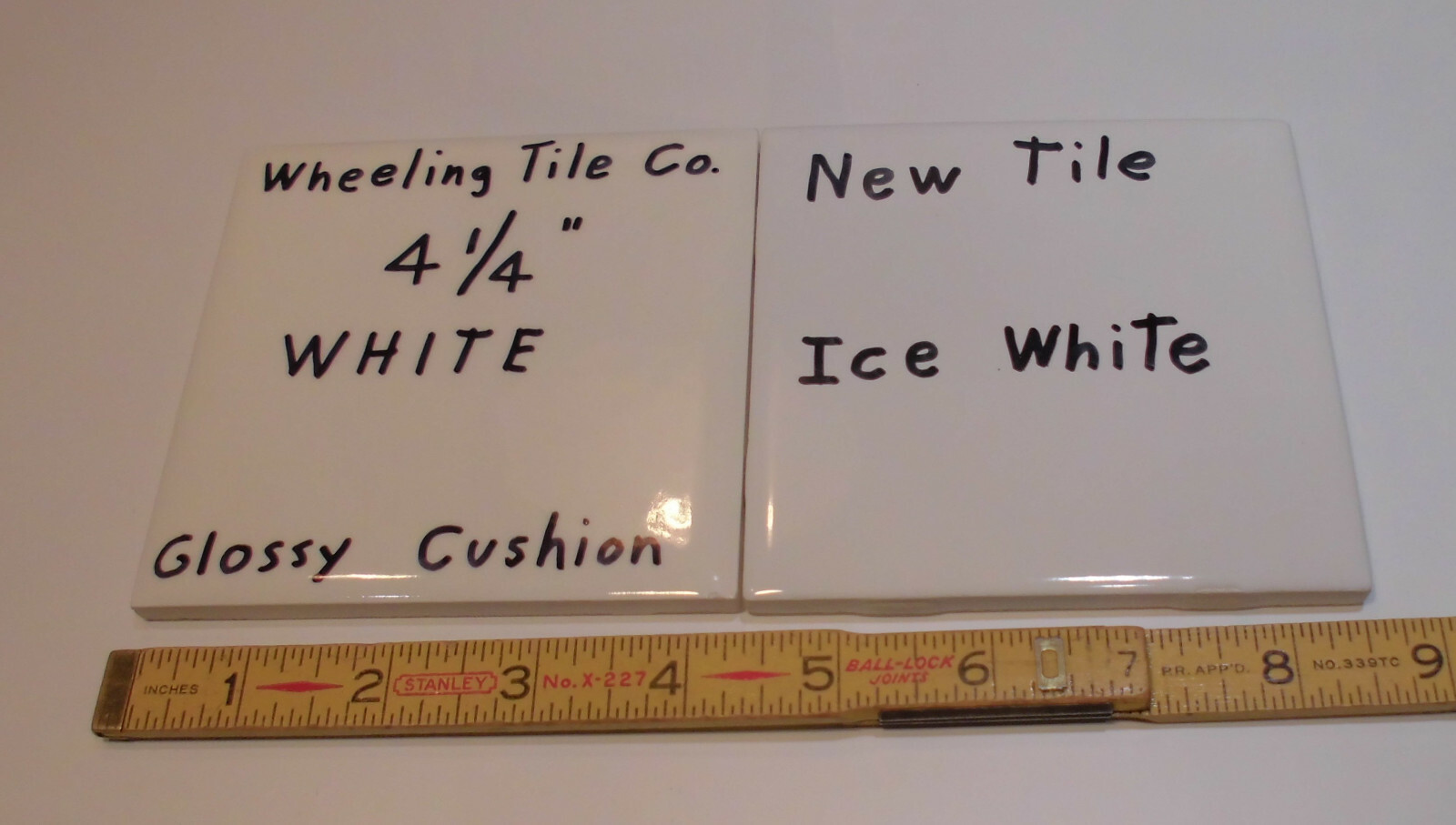 1 pc. *Glossy White* 4-1/4" Vintage Ceramic; The Wheeling Tile Co ...