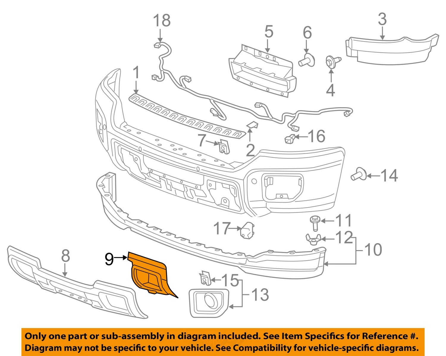 GM OEM 15-19 Sierra 2500 HD Front Bumper Bumper Components-Hole Cover ...