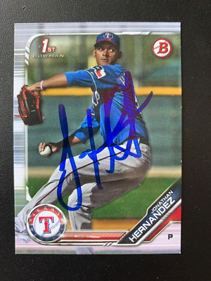 Jonathan Hernandez Signed 2019 Bowman Card Texas Rangers Autograph COA ...