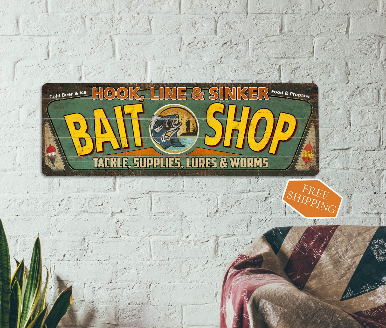 Bait Shop Sign Rustic Decor Vintage Fishing Sign Bait Tackle Lure ...