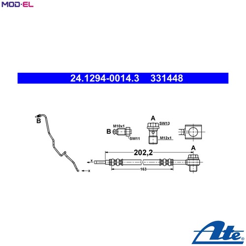 BRAKE HOSE 24.1294-0014.3 FOR VW VENTO POLO/CityVan SEAT IBIZA/IV/ST/Mk ...