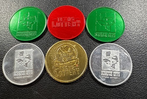 (6) Texas Lottery Lucky Aluminum Ticket Scratcher Tokens Assorted Color ...