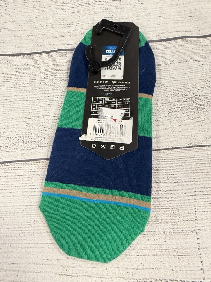 NEW Stance Notre Dame Official Ankle Socks Green Navy Women’s large 9 ...