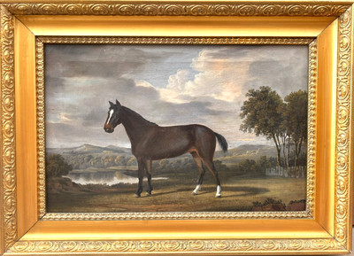 J F Gilbert 1792-1855 Study of a HORSE in a Stormy L/scape Antique Oil ...