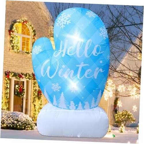 4.9FT Christmas Inflatable Snowflake Mittens Outdoor Hello Winter ...