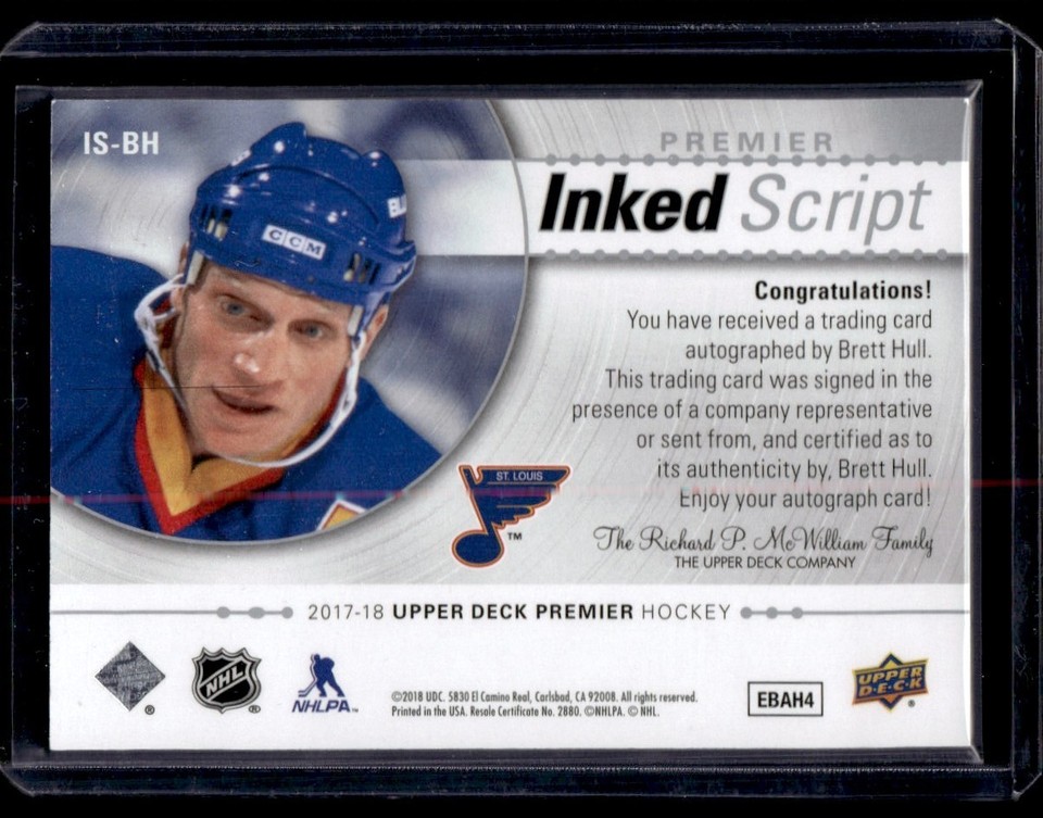2017-18 UD Premier Inked Scripts Inscribed Brett Hull Auto 87/99 ...