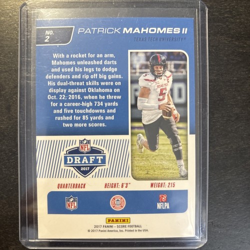 2017 Panini Score #2 Patrick Mahomes Draft RC Gold SSP Rookie Card ...