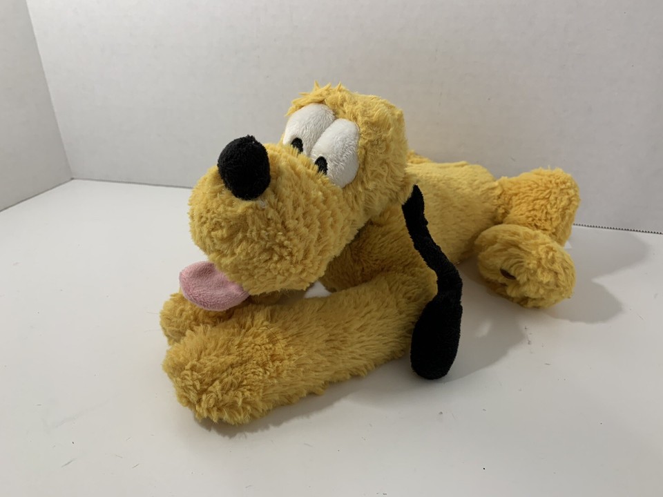 Disney Store plush Pluto green collar Mickey Mouse dog lying down soft ...