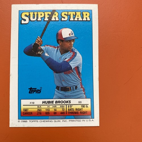 Hubie Brooks 1988 Topps Super Star Card #10 w/Sticker #97 and #192 on ...