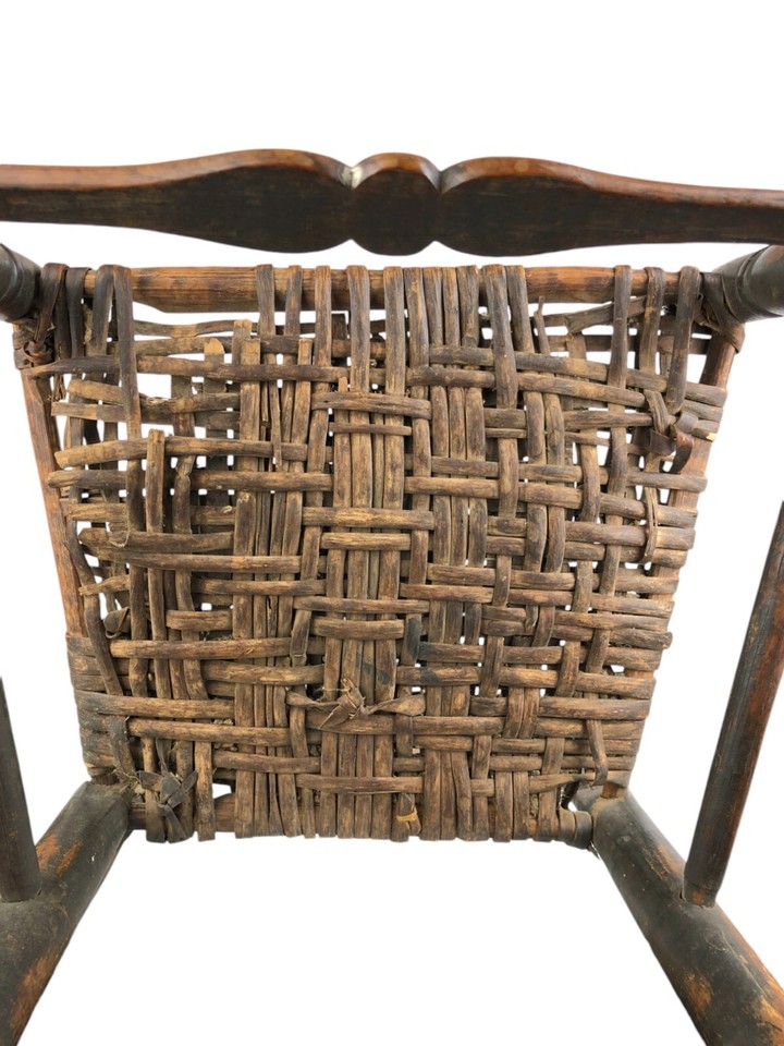 Primitive Antique Ladderback Splint Weave Seat Poynor Side Chair | eBay