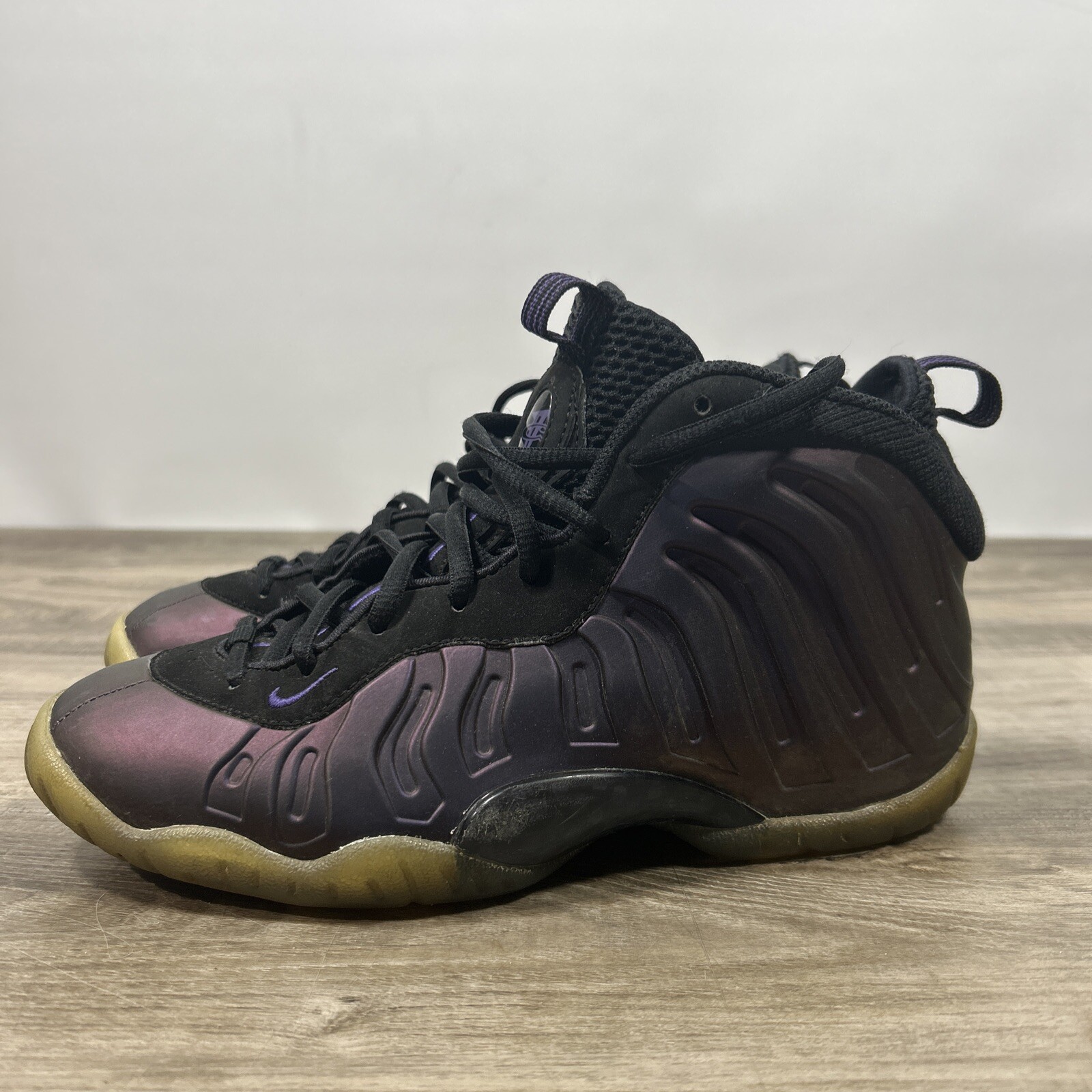 Nike Foamposite Little Posite One Eggplant Purple Black 5Y Women 6.5 ...