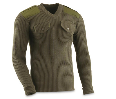 MILITARY ISSUE WOOL COMMANDO SWEATER DARK GREEN SIZE Medium HEAVY DUTY ...