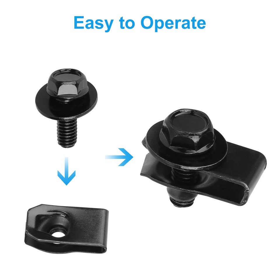 50pcs M6 U Nut Clips & Bolts Body Fastener Fender Splash Shield ...